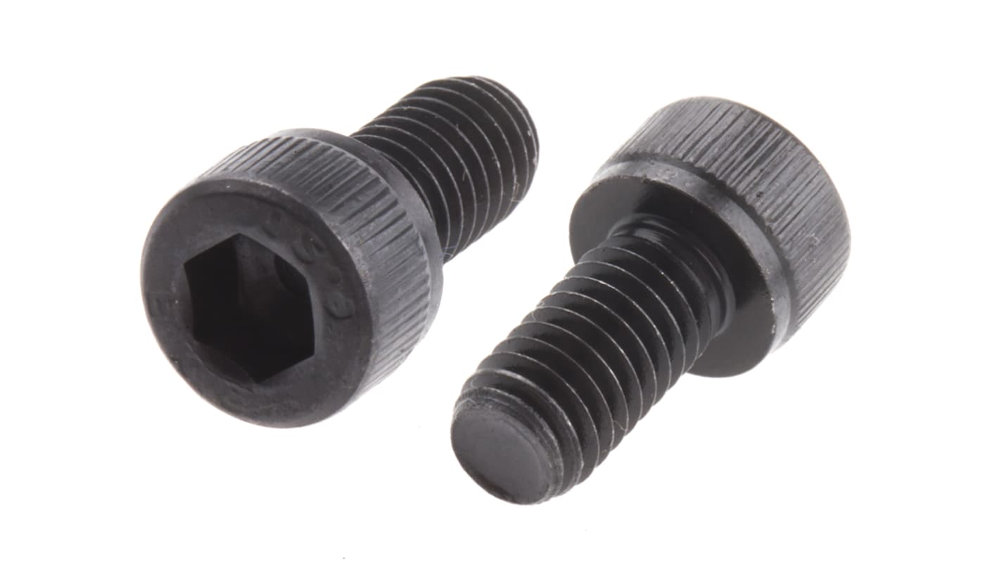 RS PRO M6 x 12mm Hex Socket Cap Screw Black, Self-Colour Steel | RS