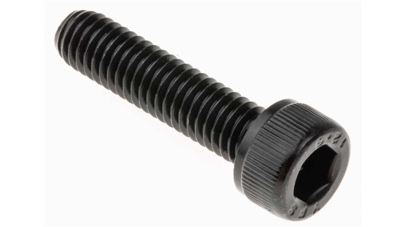 RS PRO Black, Self-Colour Steel Hex Socket Cap Screw, DIN 912, M6 x 25mm | RS