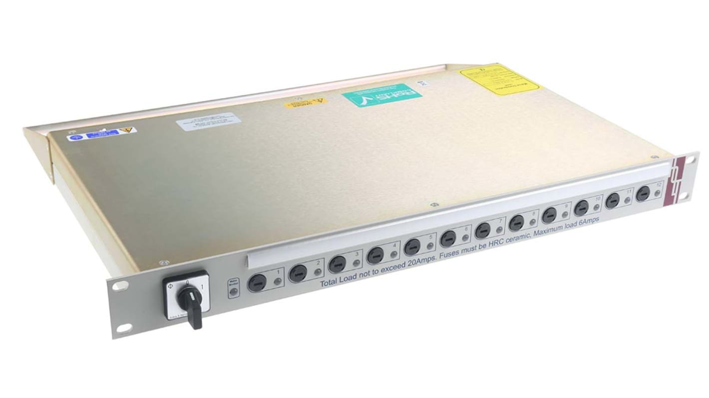 IEC C13 12 Gang Power Distribution Unit, 20A, 250 V, Fused | RS