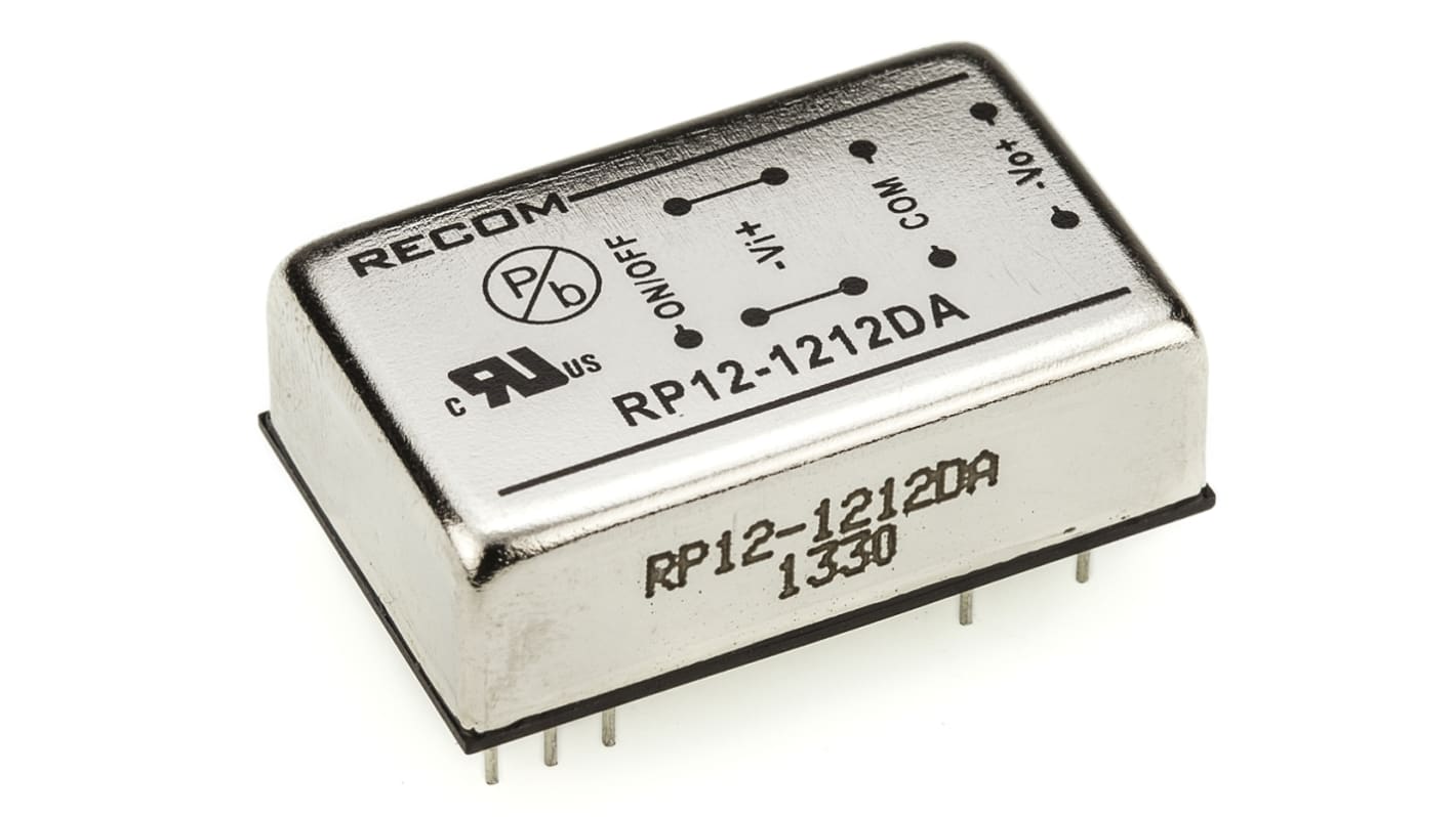 RP12-1212DA | Recom RP12-A DC-DC Converter, ±12V dc/ ±500mA Output, 9 → ...