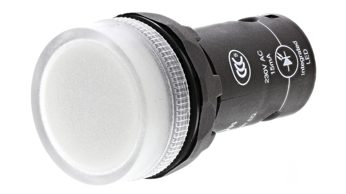 CL-523W | ABB, ABB Compact, Panel Mount White LED Indicator, 22mm Cutout, IP69K, Round, 230V | RS