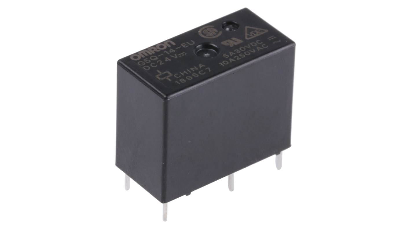 G5Q-14-EU 24DC | Omron PCB Mount Non-Latching Relay, 24V dc Coil, 10A Switching Current, SPDT | RS