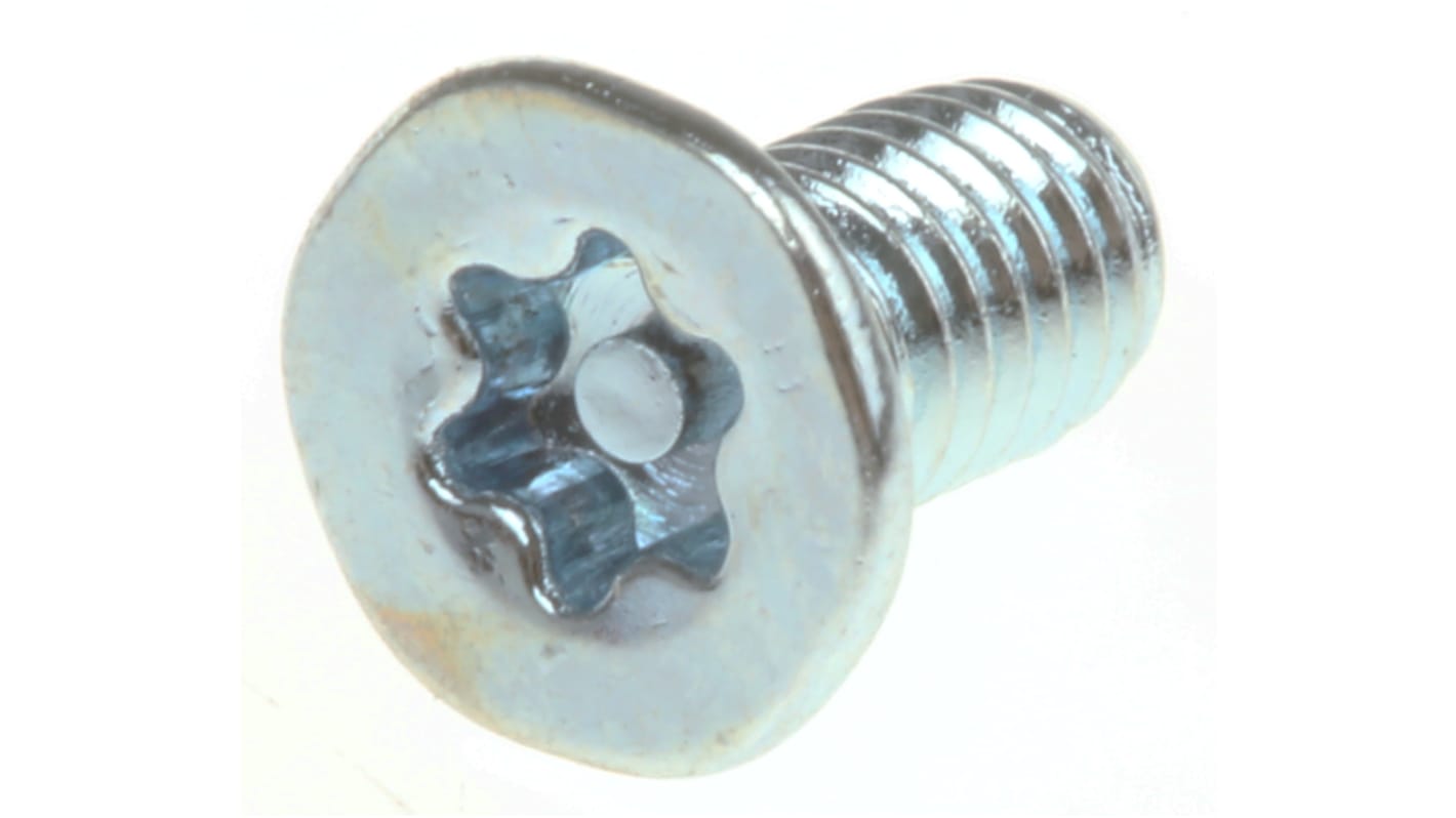 RS PRO Bright Zinc Plated Flat Steel Tamper Proof Security Screw, M3 x ...