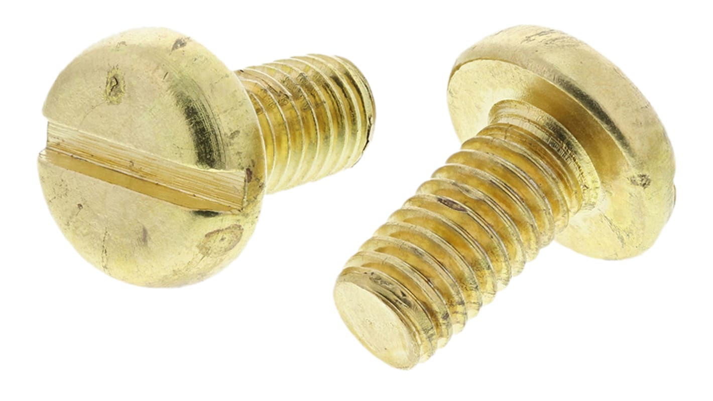 RS PRO Slot Pan Brass Machine Screws DIN 85, M6x12mm | RS