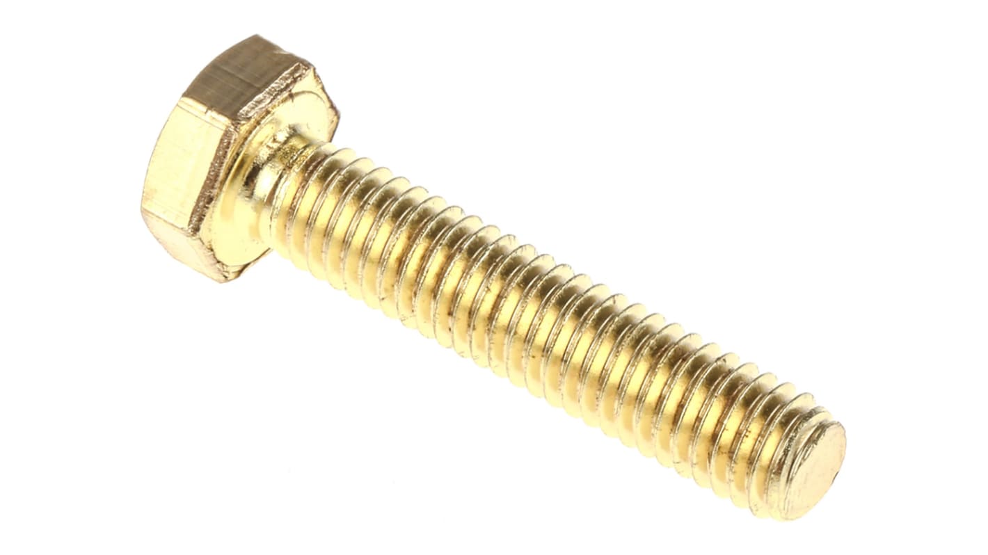 RS PRO Plain Brass Hex, Hex Bolt, M6 x 30mm | RS
