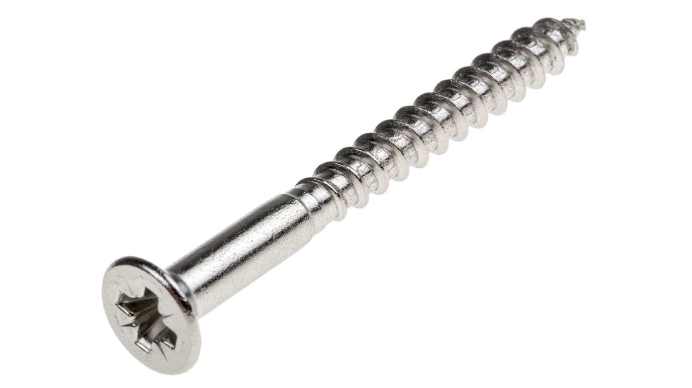 RS PRO Pozidriv Countersunk Stainless Steel Wood Screw, A2 304, 4mm ...