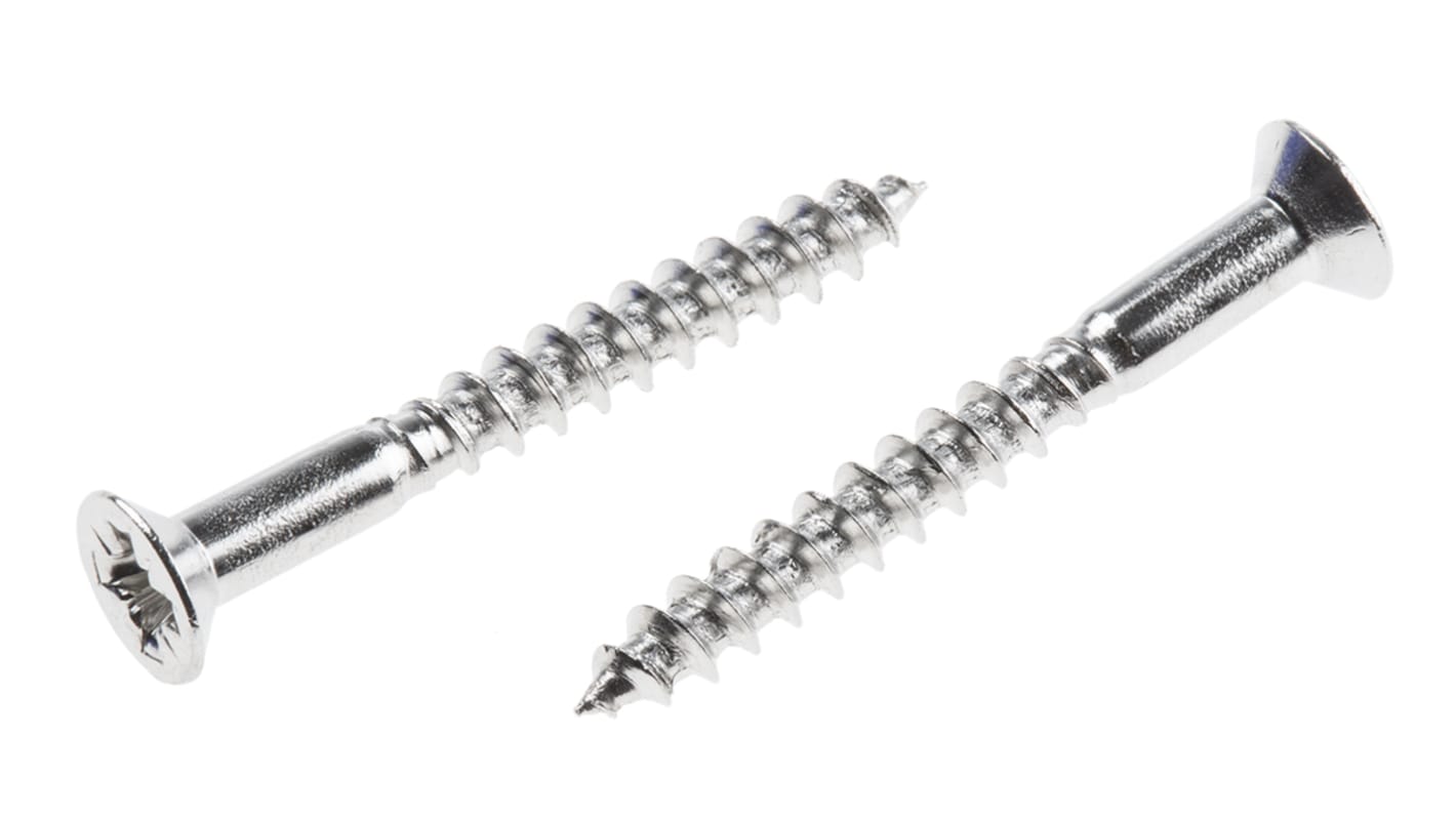 RS PRO Pozidriv Countersunk Stainless Steel Wood Screw, A2 304, 3.5mm Thread, 30mm Length | RS