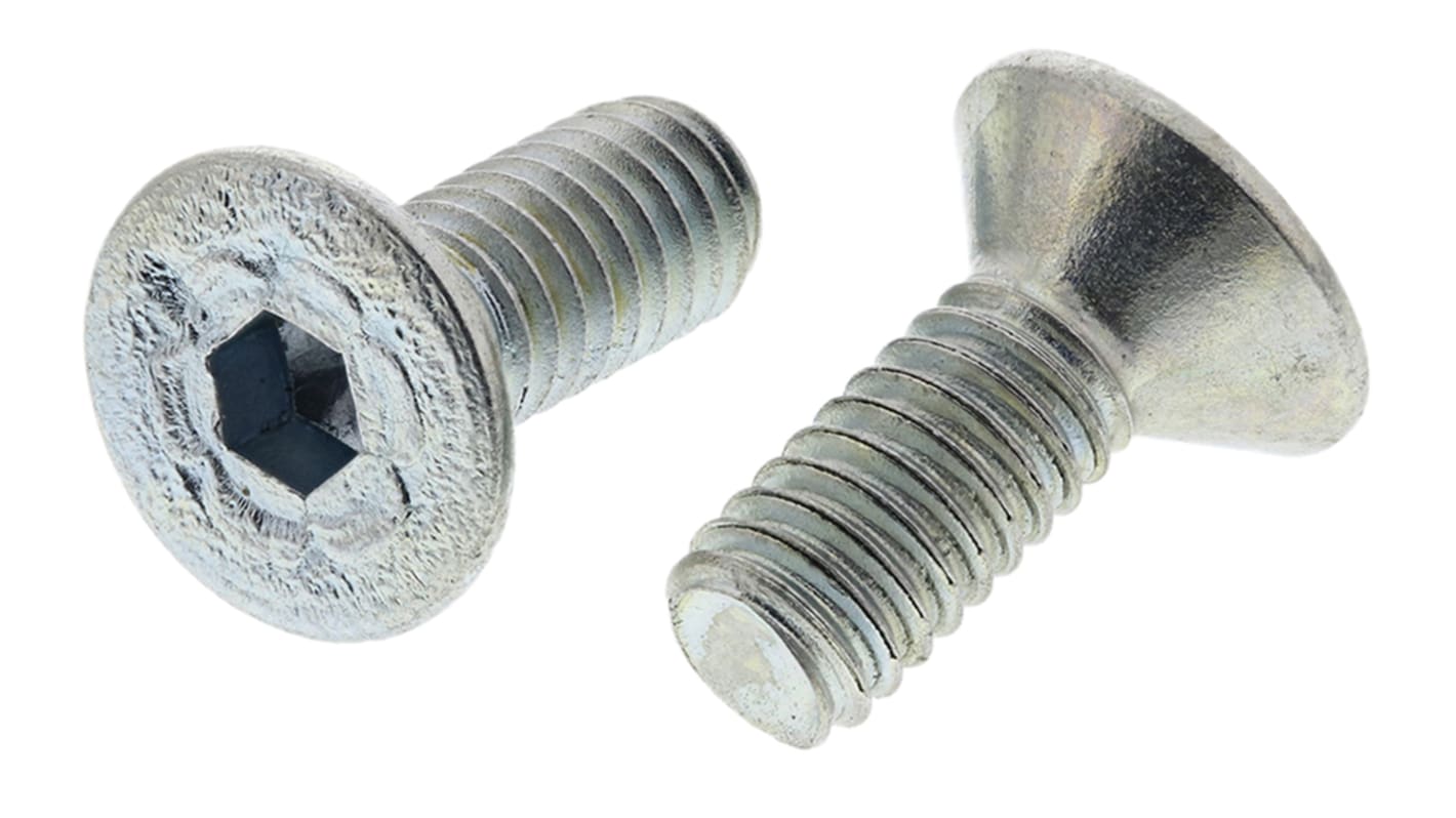 RS PRO M4 x 10mm Hex Socket Countersunk Screw Bright Zinc Plated Steel | RS