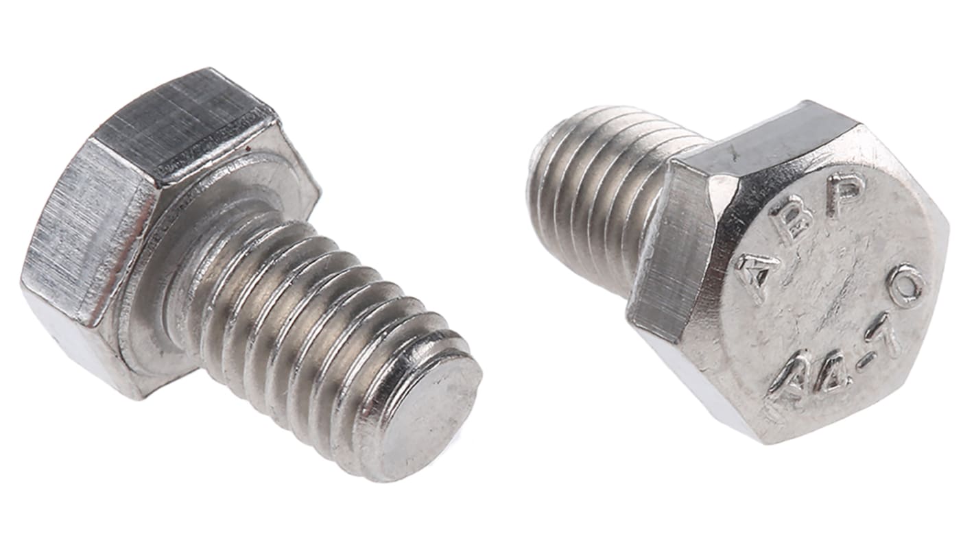Plain Stainless Steel Hex, Hex Bolt, M5 x 8mm | RS