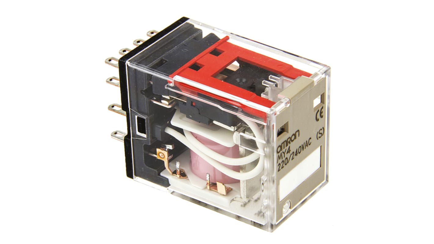 MY4 AC220/240(S) | Omron Plug In Power Relay, 240V ac Coil, 5A ...