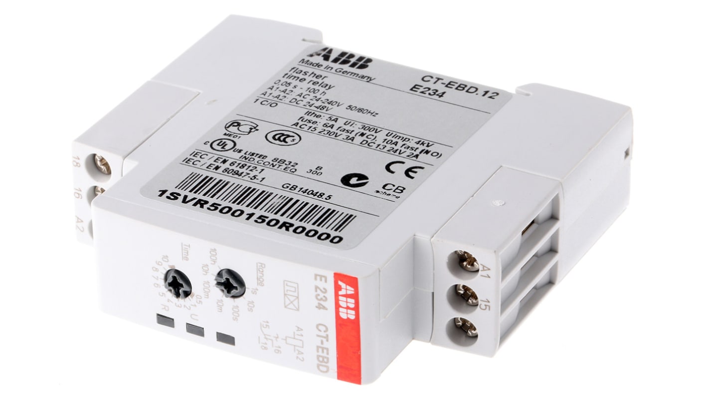 1SVR500150R0000 CT-EBD.12 | ABB DIN Rail Mount Timer Relay, 24 → 240 V ...