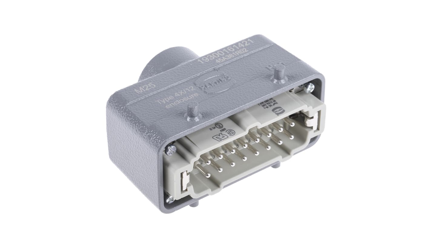 09330162601+19300161421 | HARTING Surface Kit, 16 Way, 16A, Male, Han E, 500 V | RS