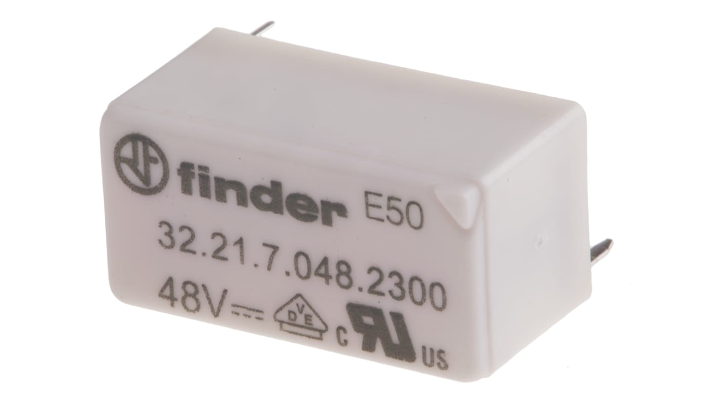 32.21.7.048.2300 | Finder PCB Mount Power Relay, 48V dc Coil, 6A ...