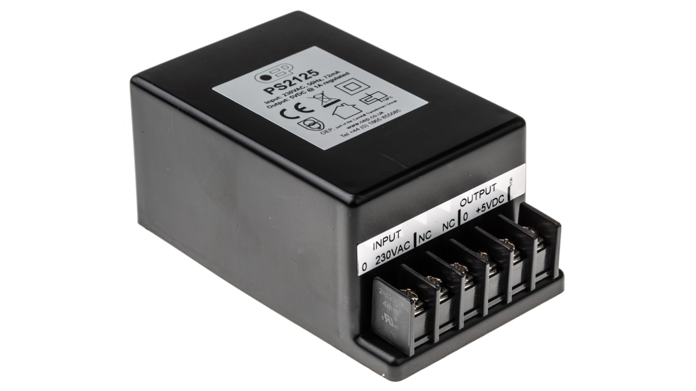 PS2125 | OEP Encapsulated Linear Power Supply, 207 → 253V ac Input, 5V ...