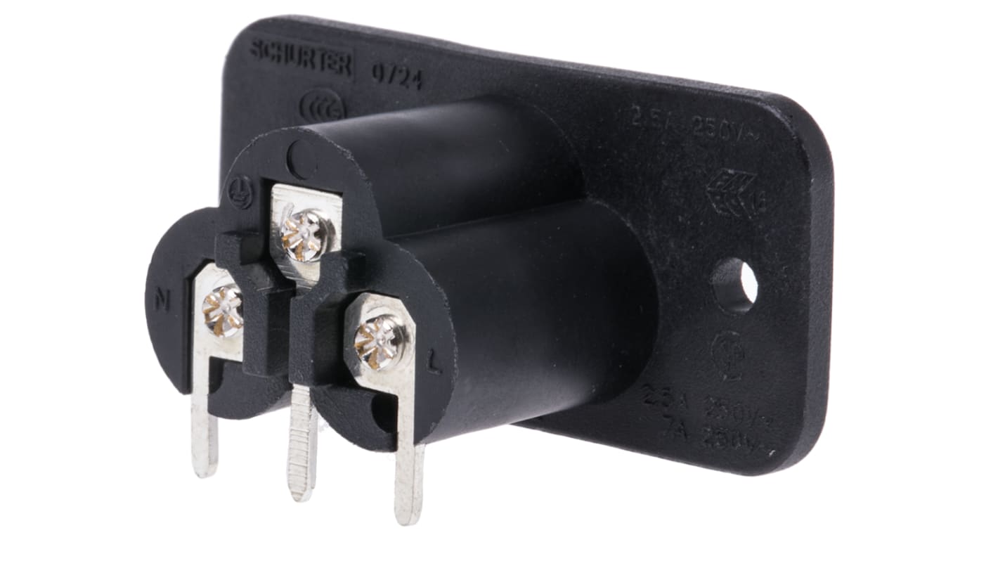 4300.0101 | Schurter C6 Right Angle Panel Mount, PCB Mount IEC ...