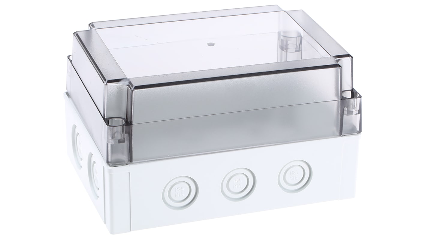 PCM 150/100 T ENCLOSURE | Fibox Grey Polycarbonate Enclosure, IP66 ...