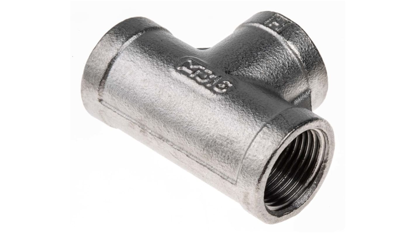 RS PRO Stainless Steel Pipe Fitting, Tee Circular Tee, Female G 3/8in x ...