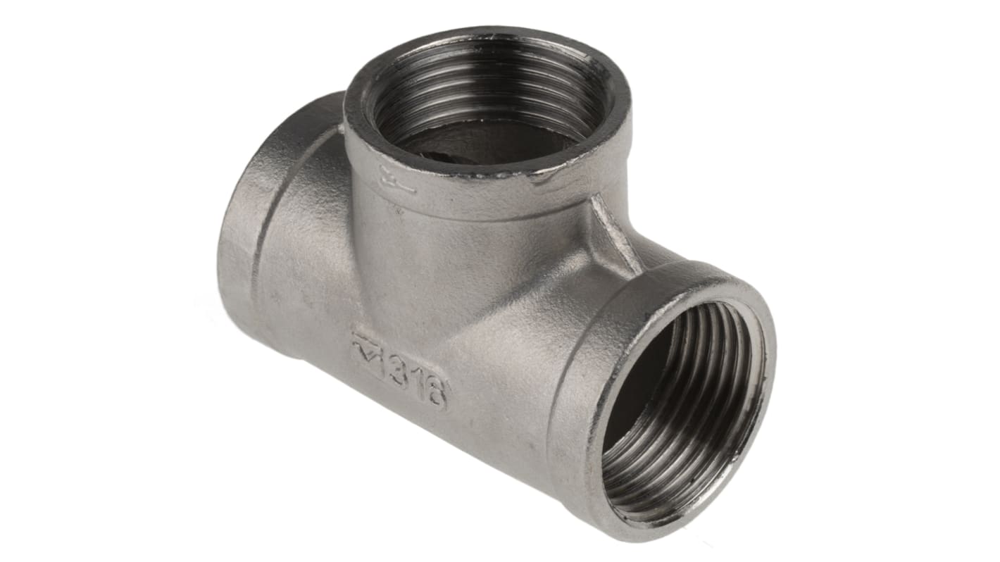 RS PRO Stainless Steel Pipe Fitting, Tee Circular Tee, Female G 1in x ...