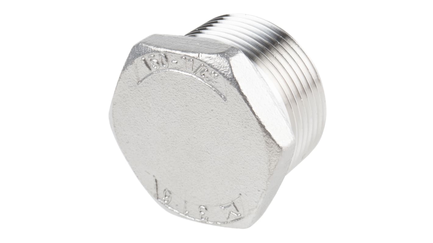 RS PRO Stainless Steel Pipe Fitting Hexagon Plug, Male R 1-1/4in | RS