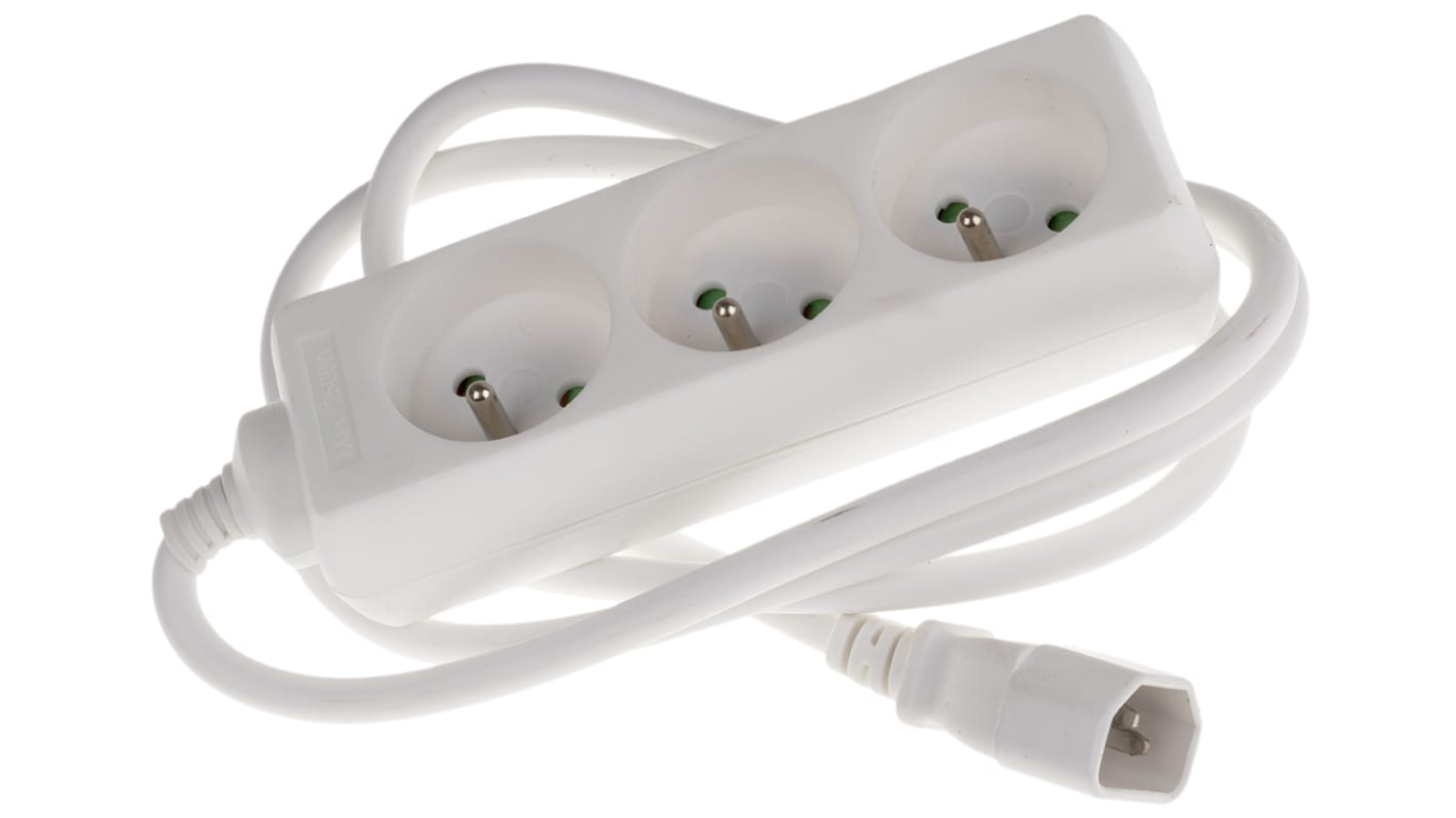 RS PRO 1.5m 3 Socket Type E - French Extension Lead, 250 V ac | RS