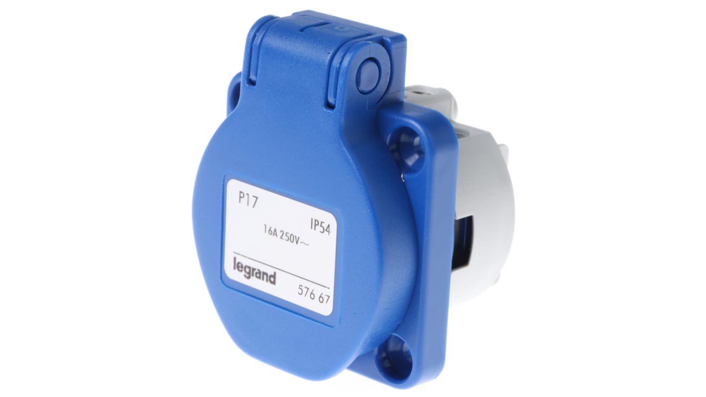 0 576 67 | Legrand IP44 Blue Socket, Rated At 16A | RS