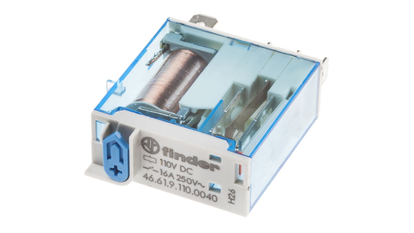46.61.9.110.0040 | Finder Plug In Power Relay, 110V dc Coil, 25A ...