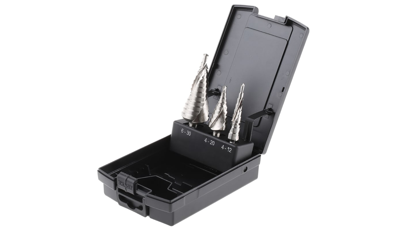 07004 | EXACT 3-Piece Step Drill Bit Set for Metal, 30mm Max, 4mm Min ...