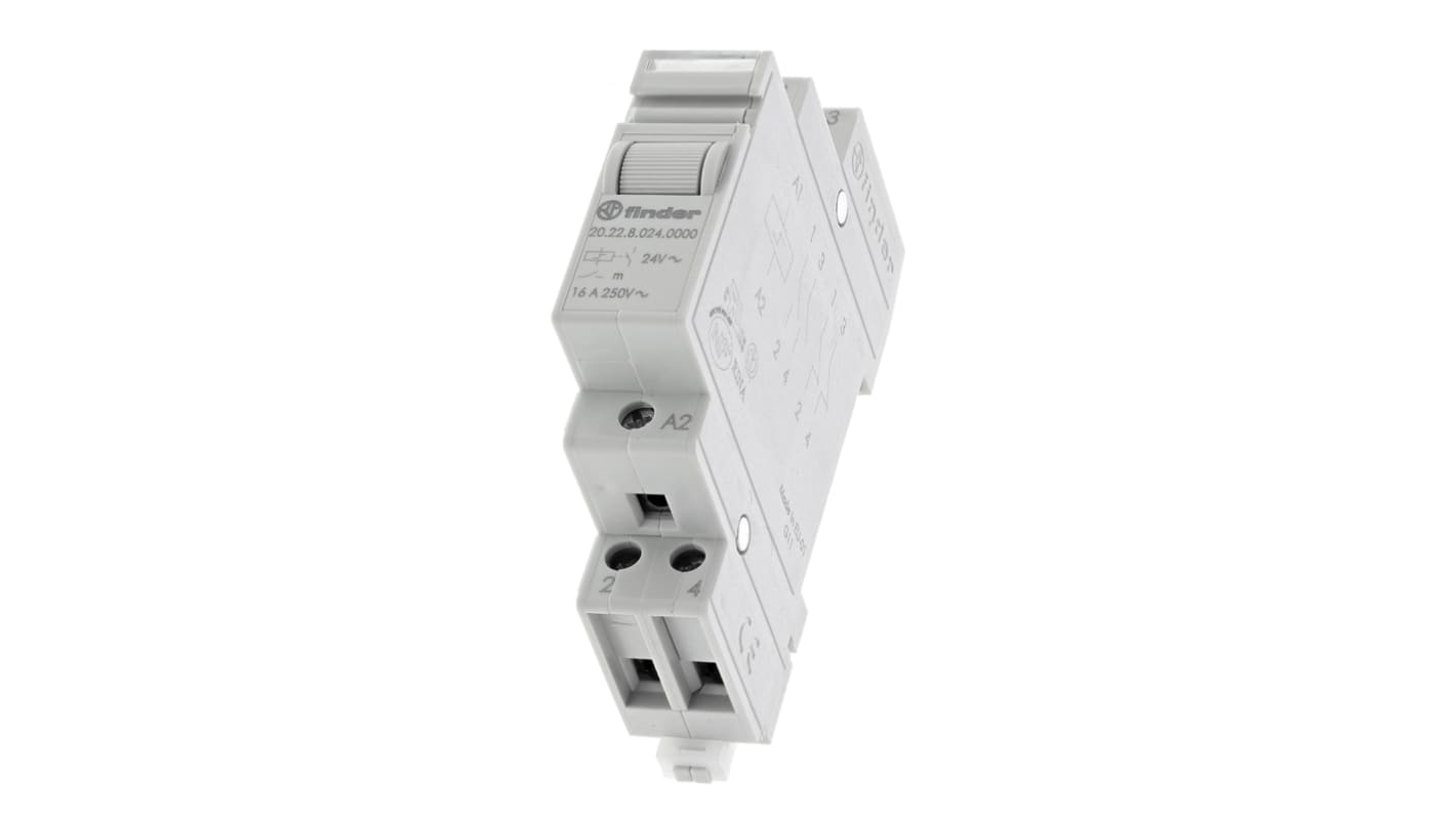 20.22.8.024.0000 | Finder DIN Rail Latching Modular Step Relay, 24V ac ...