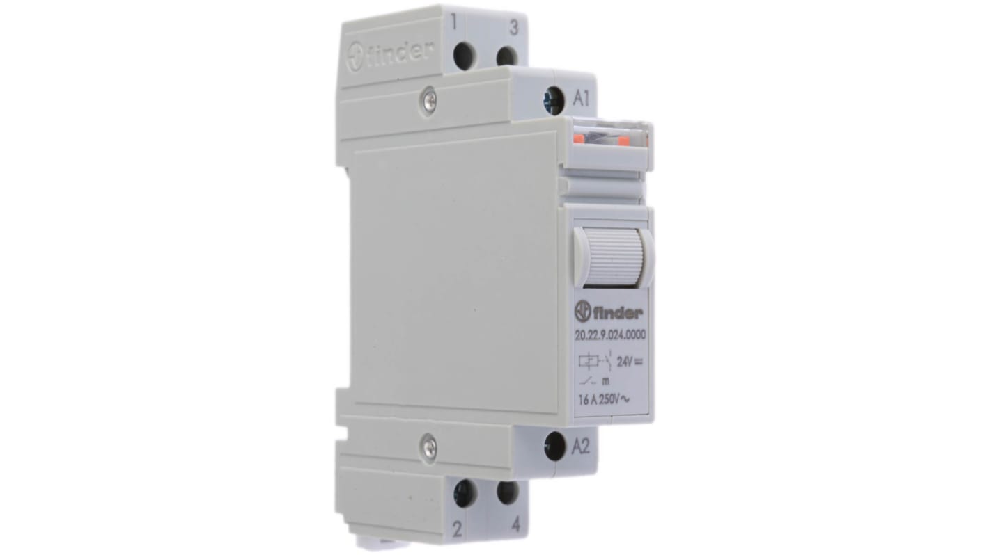 20.22.9.024.0000 | Finder DIN Rail Latching Modular Step Relay, 24V dc ...