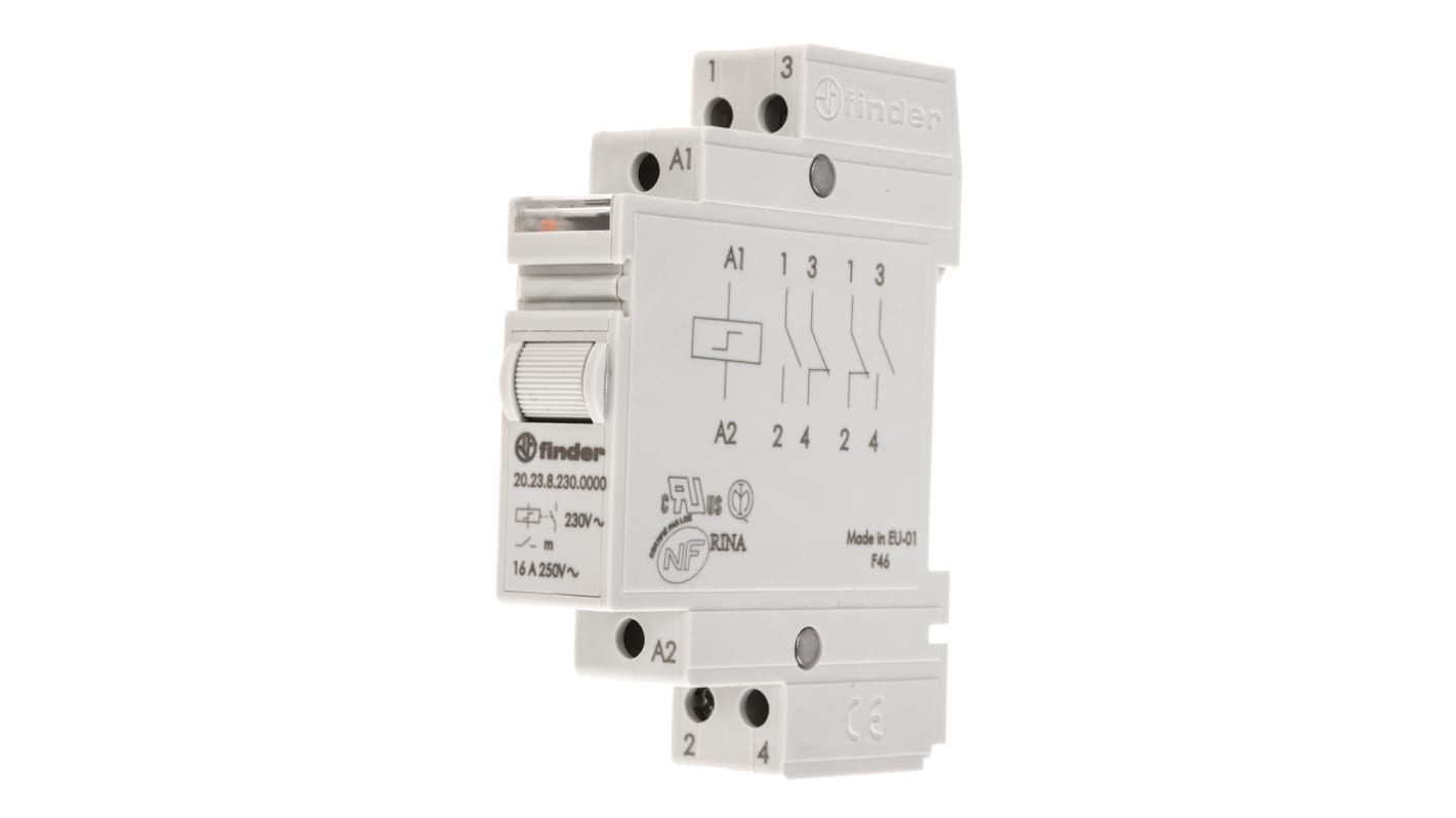 20.23.8.230.0000 | Finder DIN Rail Latching Modular Step Relay, 230V ac ...