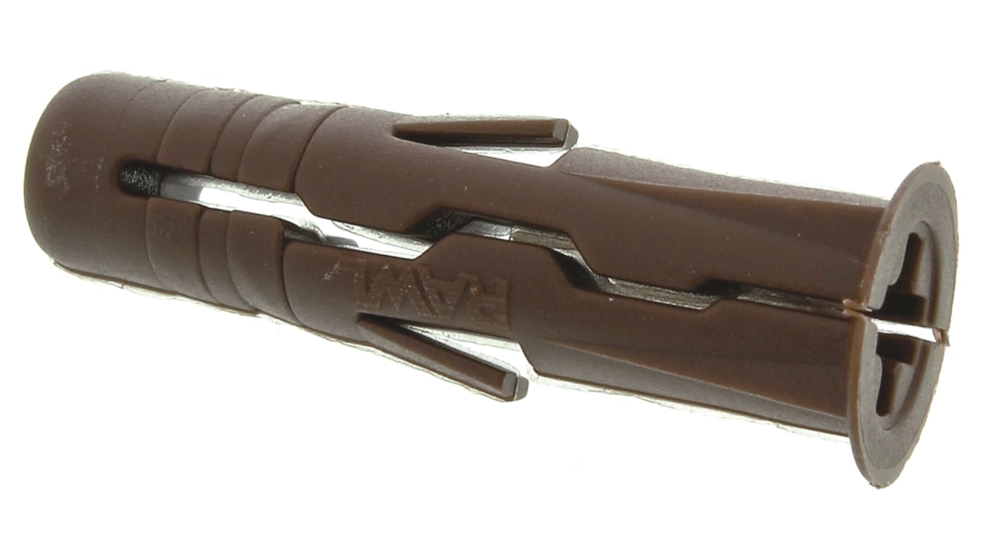 R-UNO-BRN-1000 | RawlPlug Brown Plastic Wall Plug, 30mm Length, 7mm ...