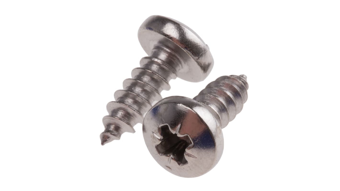 RS PRO Plain Stainless Steel Pan Head Self Tapping Screw, N°10 x 1/2in ...