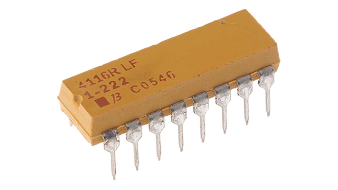 4116R-1-222LF | Bourns, 4100R 2.2kΩ ±2% Isolated Resistor Array, 8 ...