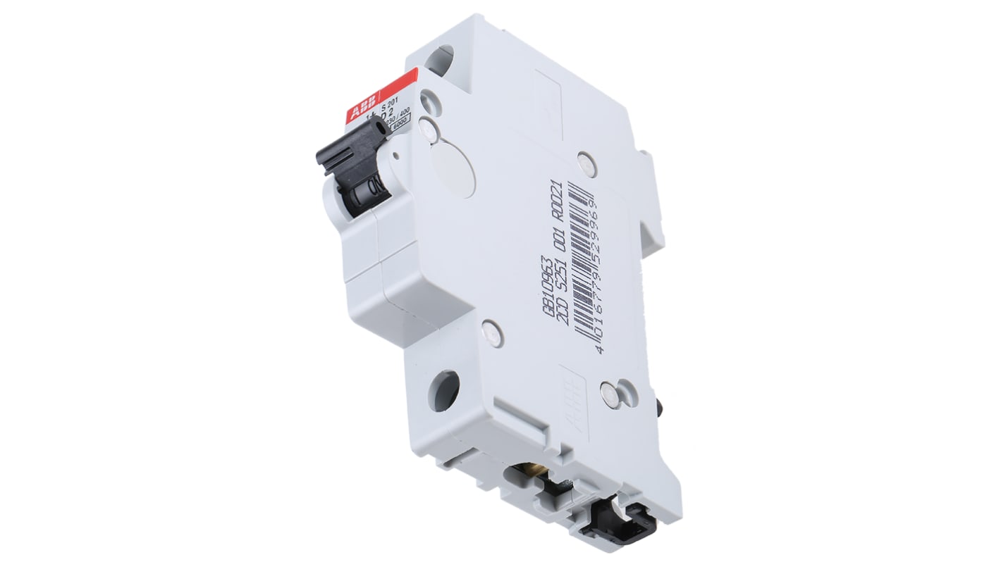 2CDS251001R0021 S201-D2 | ABB System Pro M Compact MCB, 1P, 2A Curve D, 253V AC, 72V DC, 6 kA ...