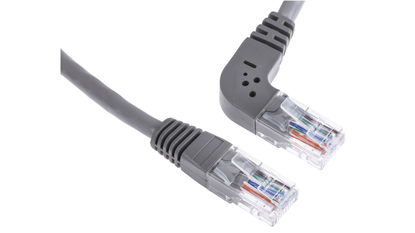 RS PRO Cat5e Straight Male RJ45 to Right Angle Male RJ45 Ethernet Cable ...