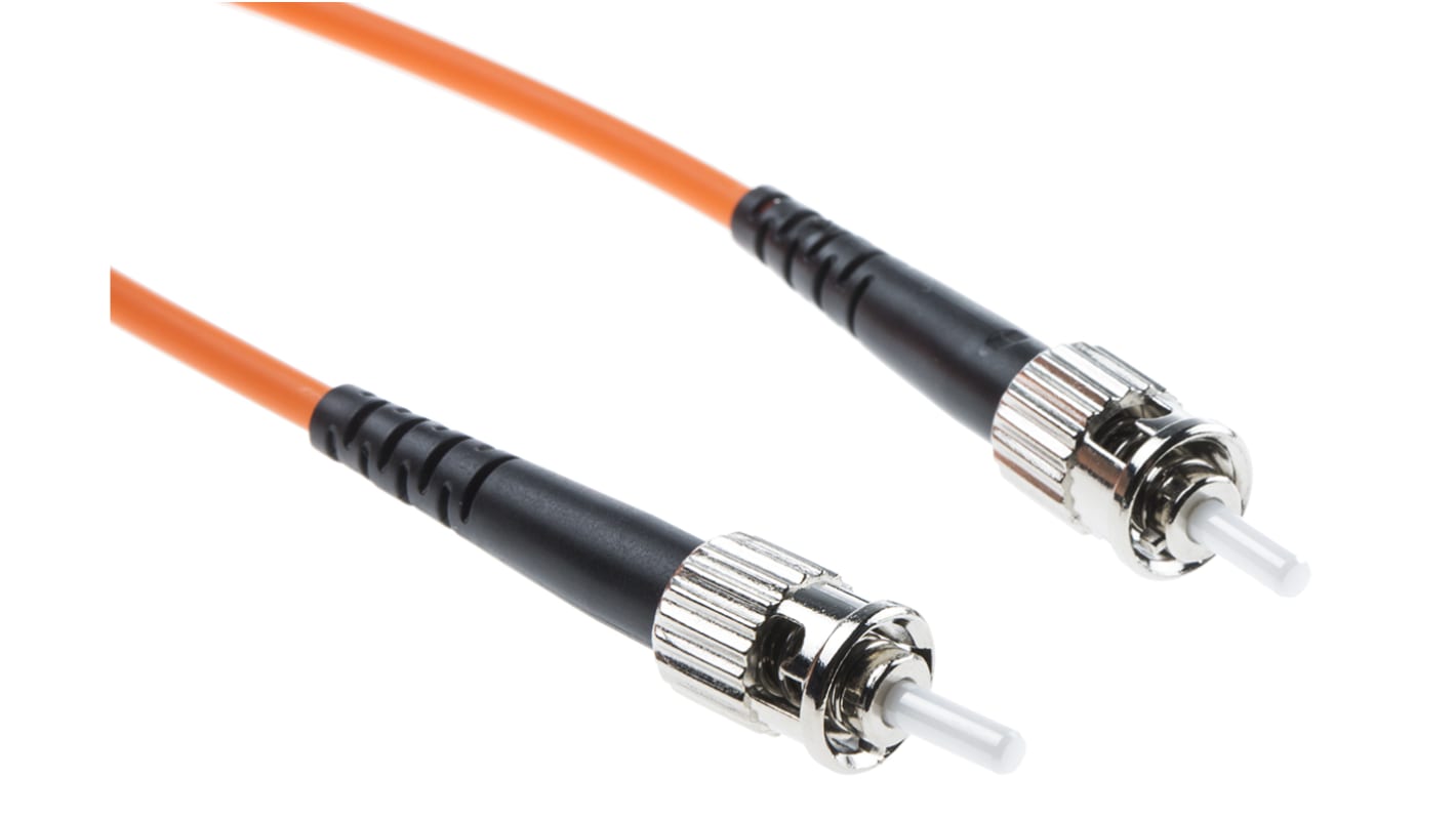 RS PRO ST to ST Duplex Multi Mode OM2 Fibre Optic Cable, 50/125μm ...