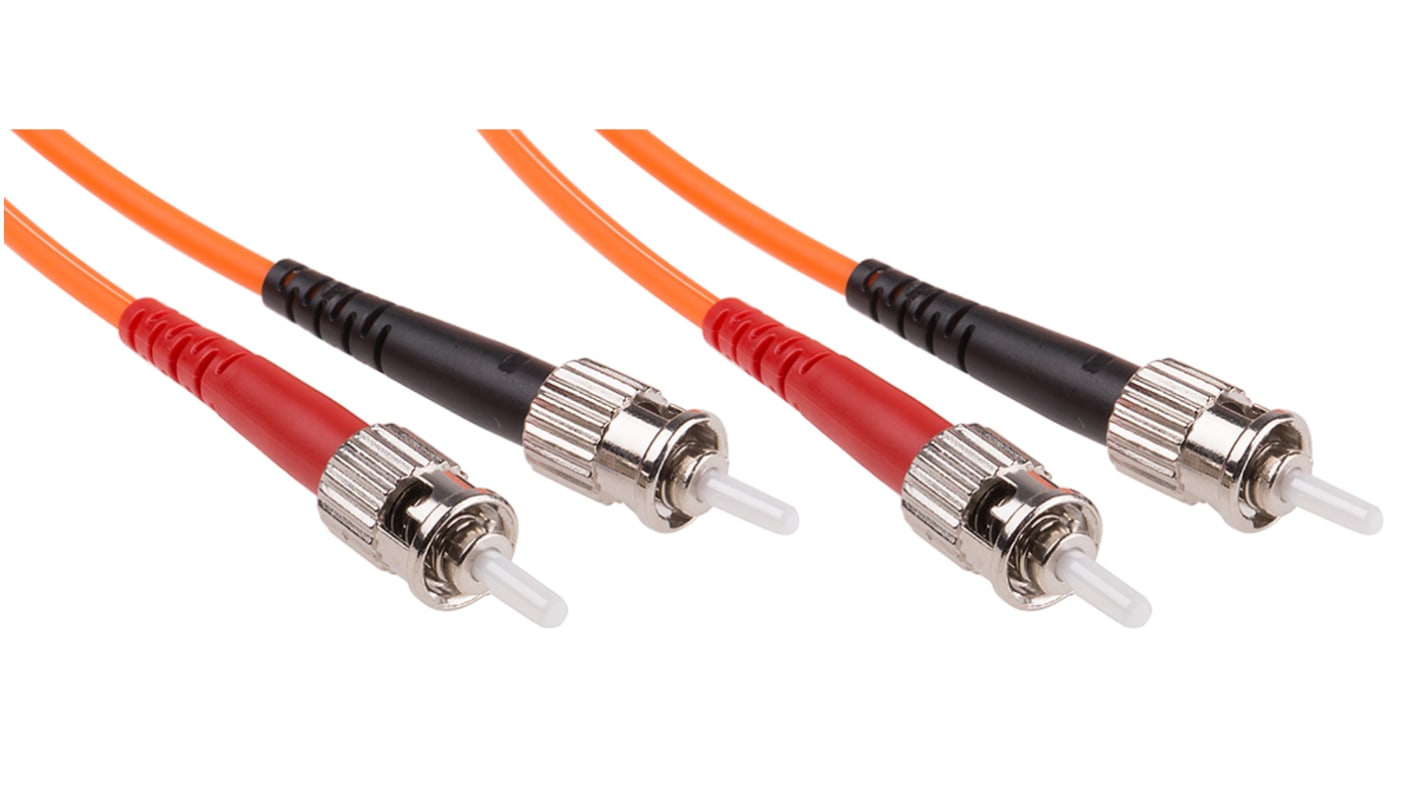 RS PRO ST to ST Duplex Multi Mode OM2 Fibre Optic Cable, 50/125μm ...