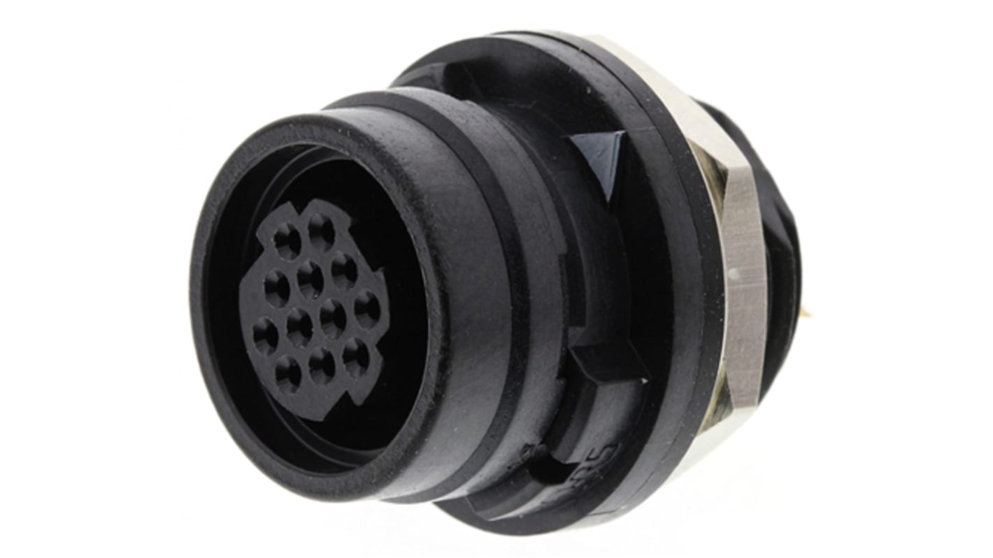 HR30-8R-12S(71) | Hirose Panel Mount Miniature Connector, Female, 30 V ac, 12 Way, Gold Plating | RS