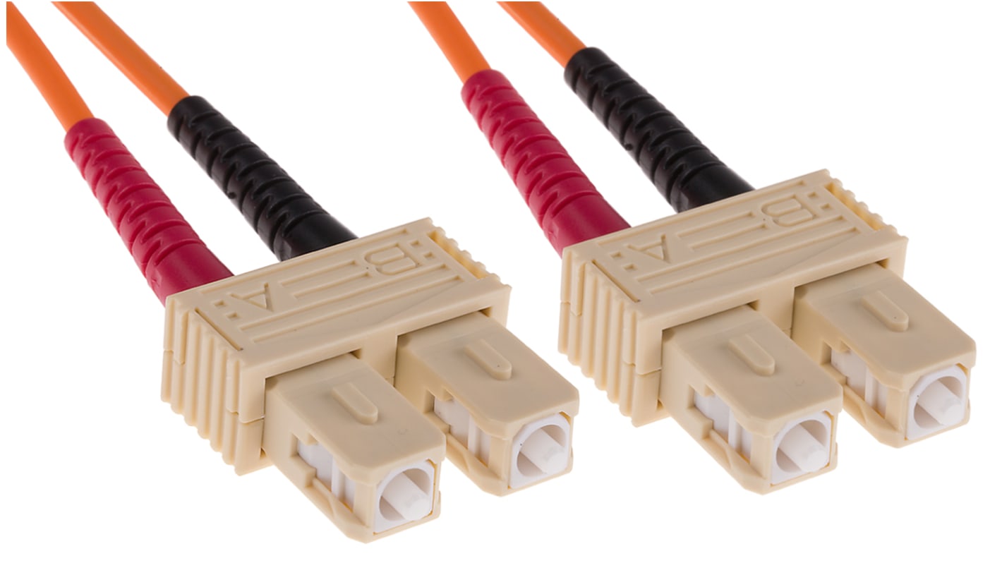 RS PRO SC to SC Duplex Multi Mode OM2 Fibre Optic Cable, 50/125μm ...