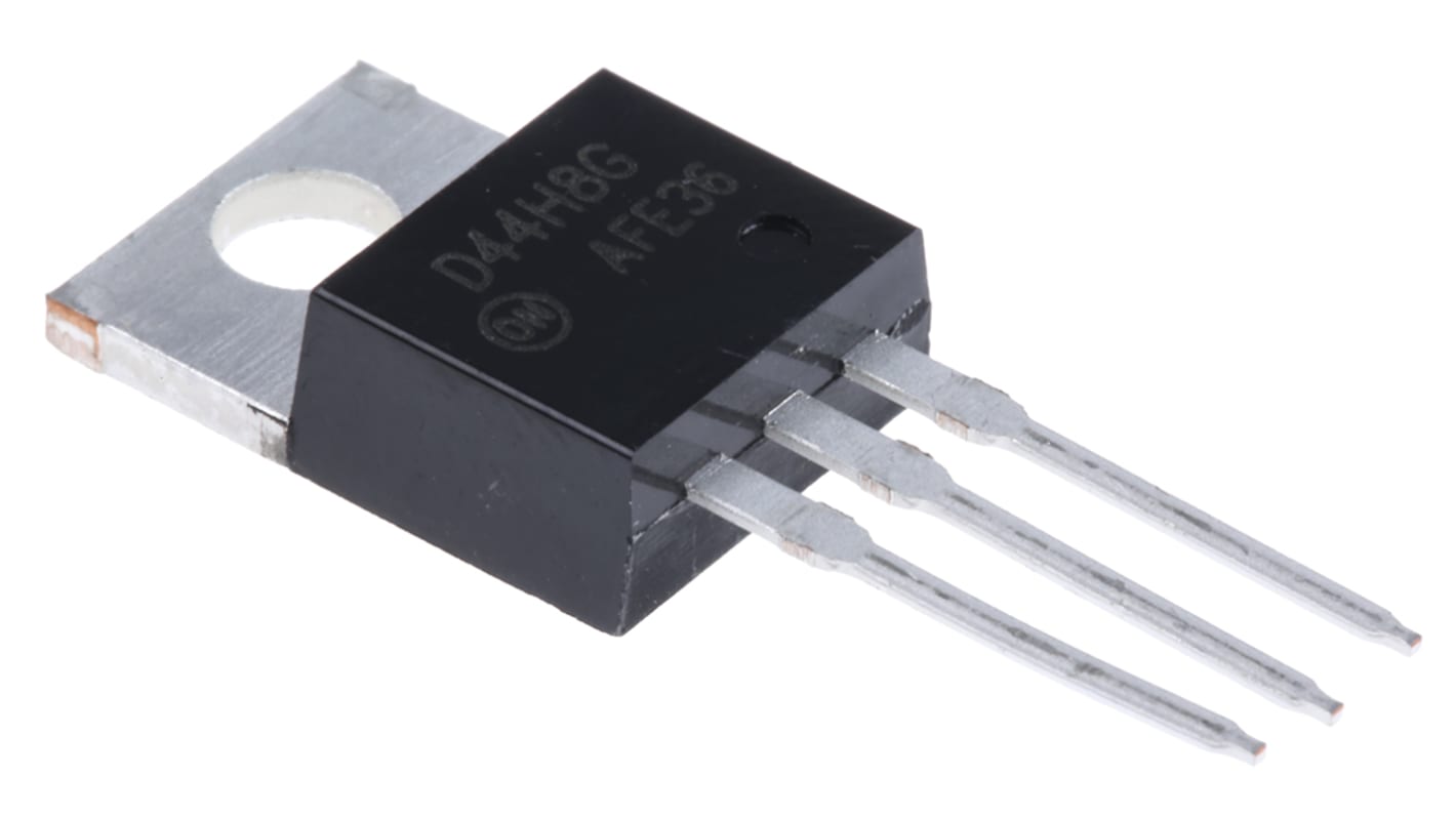 onsemi D44H8G NPN Transistor, 10 A, 60 V, 3-Pin TO-220AB | RS