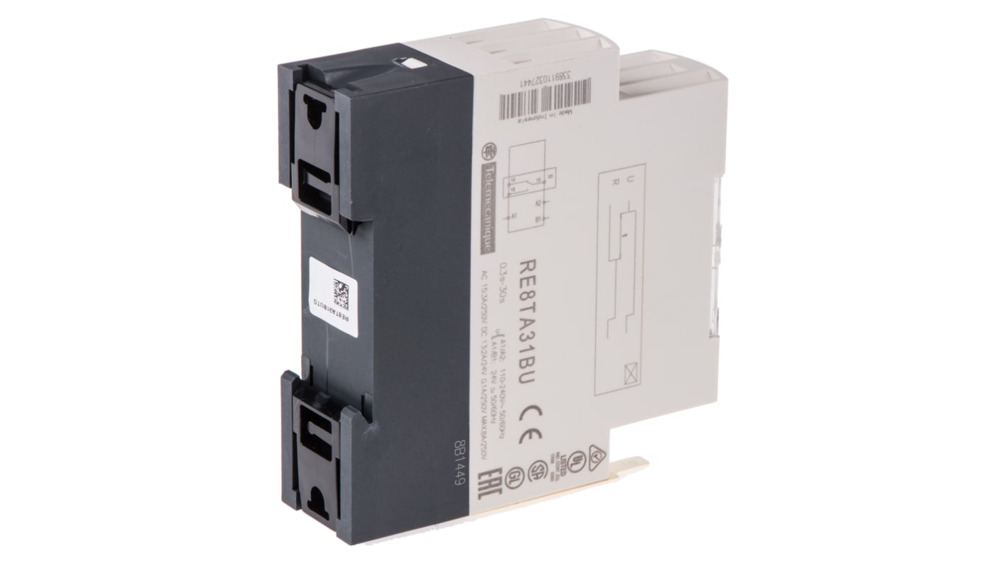 RE8TA31BUTQ | Schneider Electric DIN Rail Mount Time Delay Relay, 110 → ...