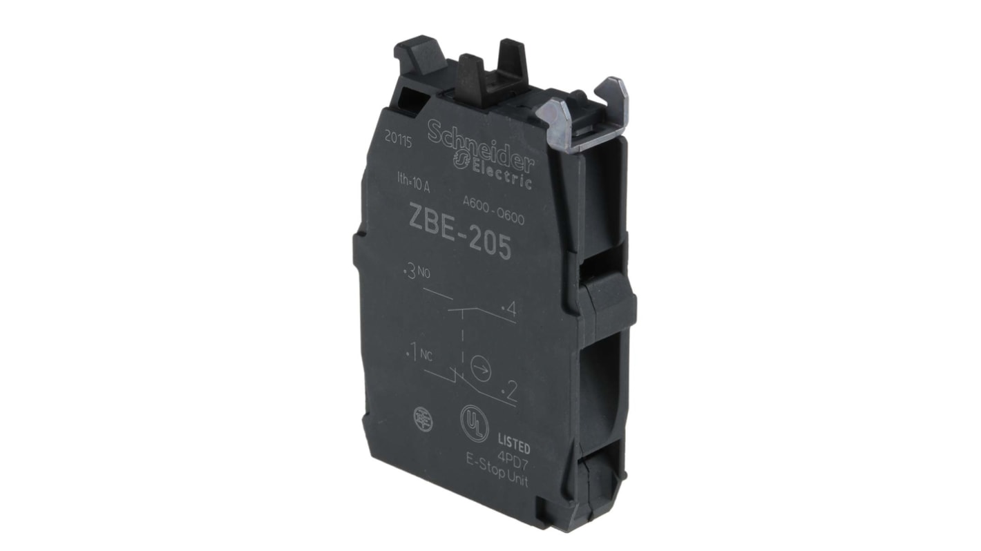 ZBE205 | Schneider Electric Harmony XB Series Contact Block, 1NO + 1NC | RS