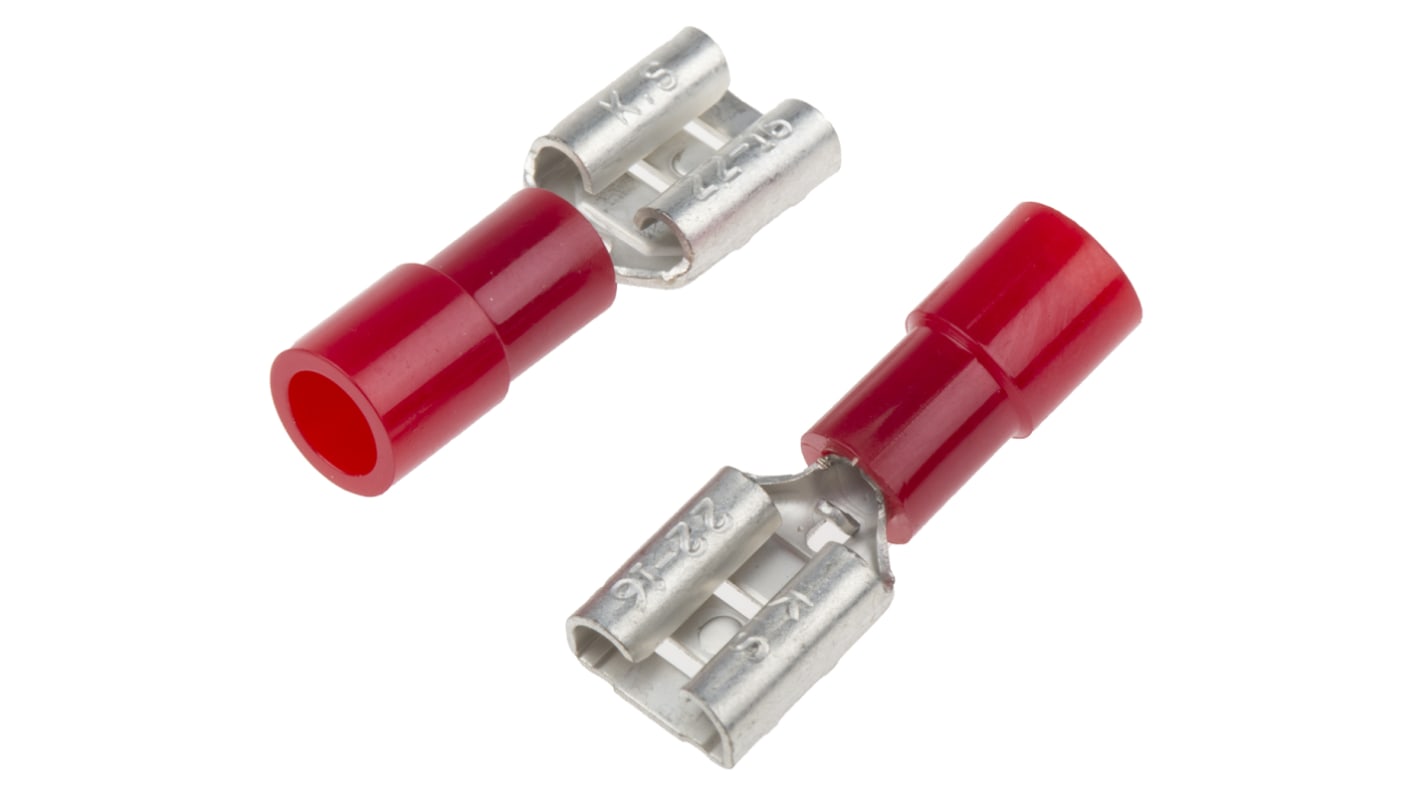 Cosse faston RS PRO, 0.5 → 1.5 mm², 22 → 16 AWG, Isolée, Rouge | RS