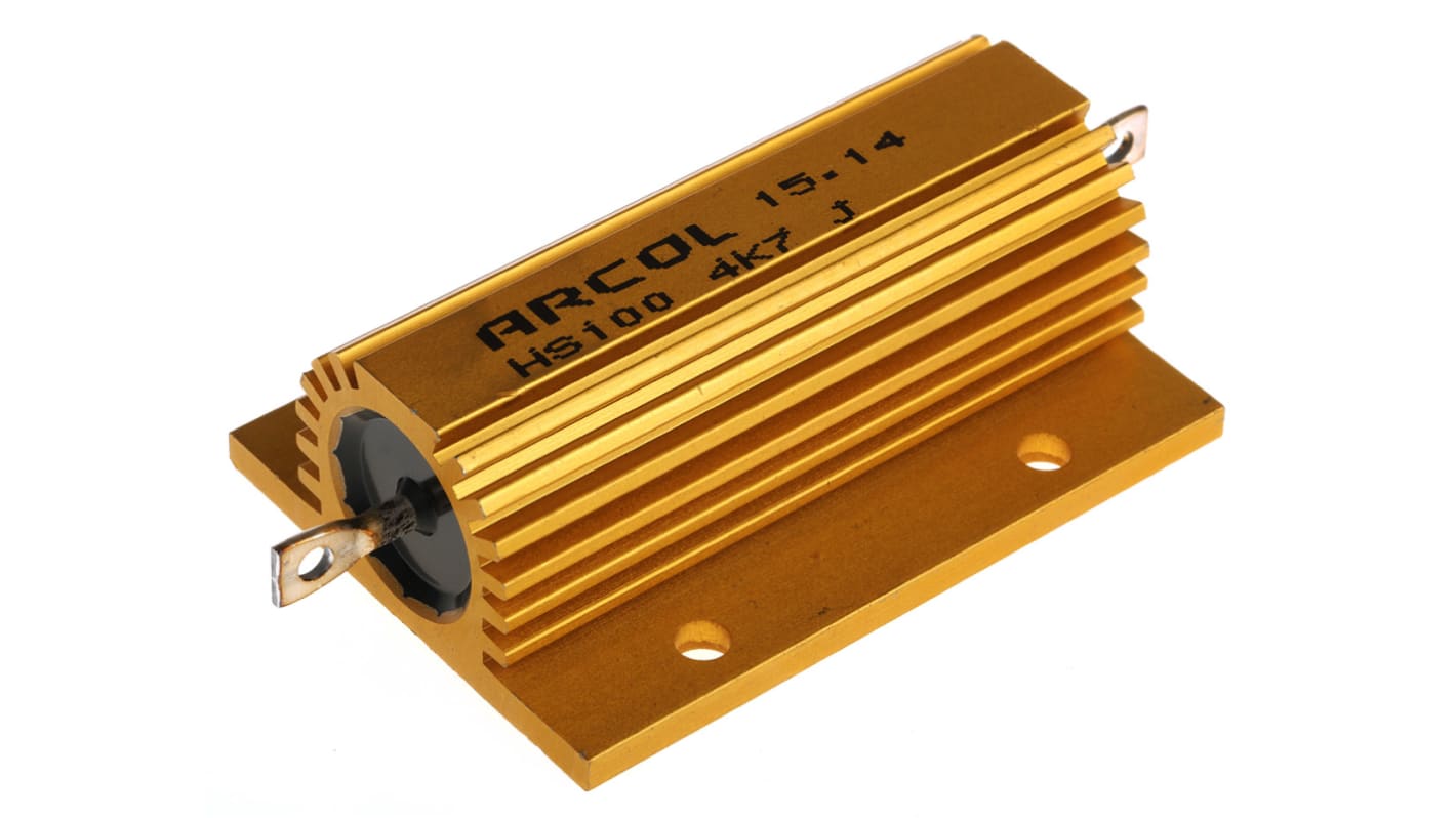 Arcol, 4.7kΩ 100W Wire Wound Chassis Mount Resistor HS100 4K7 J ±5% | RS