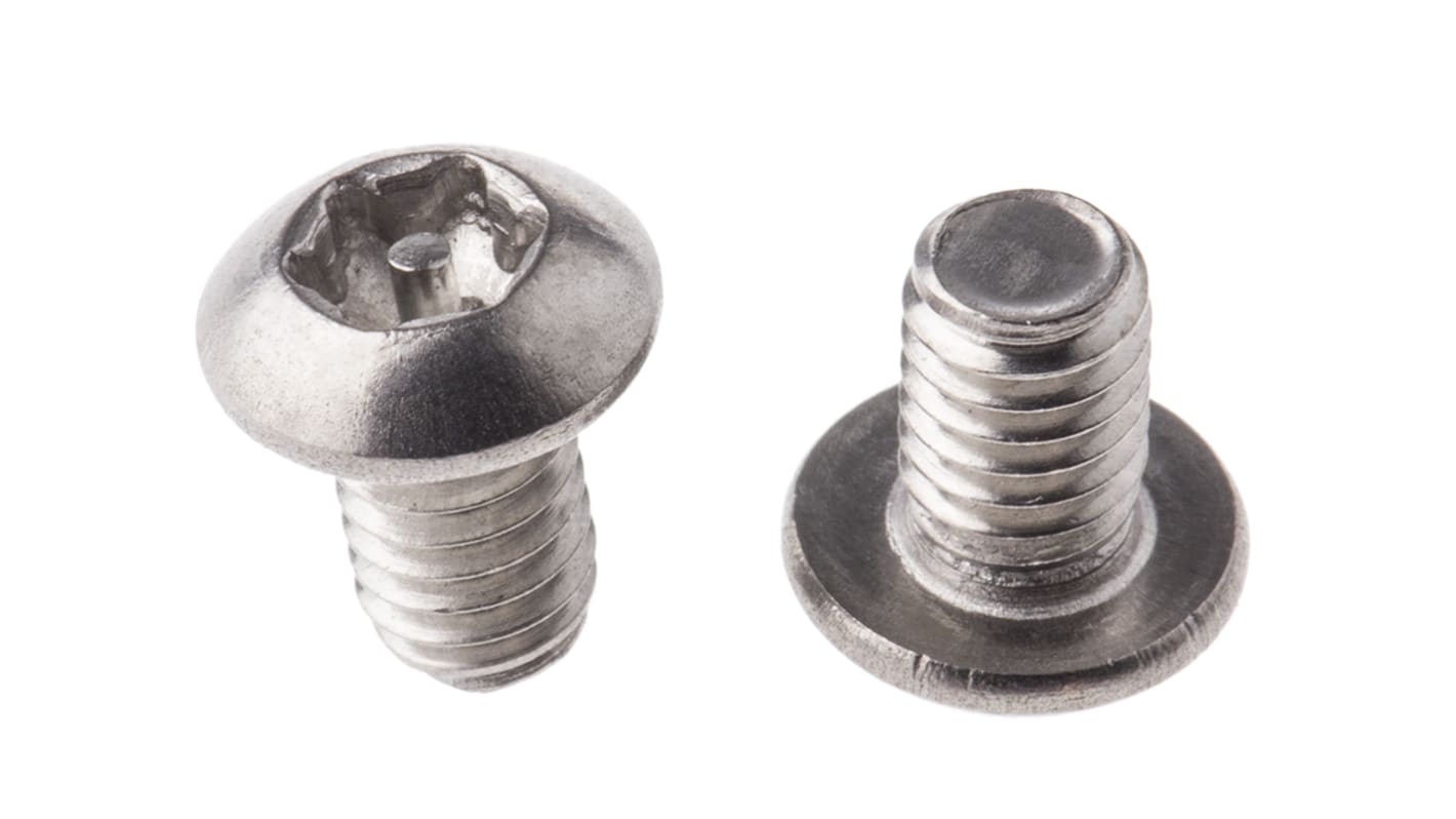 RS PRO Plain Button Stainless Steel Tamper Proof Security Screw, M4 x ...
