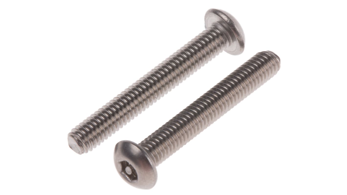 RS PRO Plain Button Stainless Steel Tamper Proof Security Screw, M3 x ...
