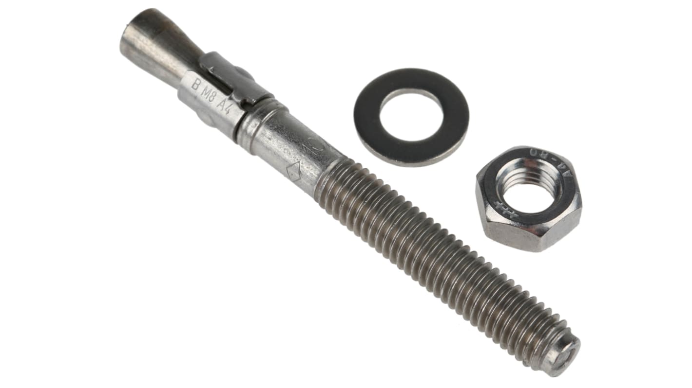 RS PRO Stainless Steel Anchor Bolt M8 x 75mm, 8mm Fixing Hole | RS