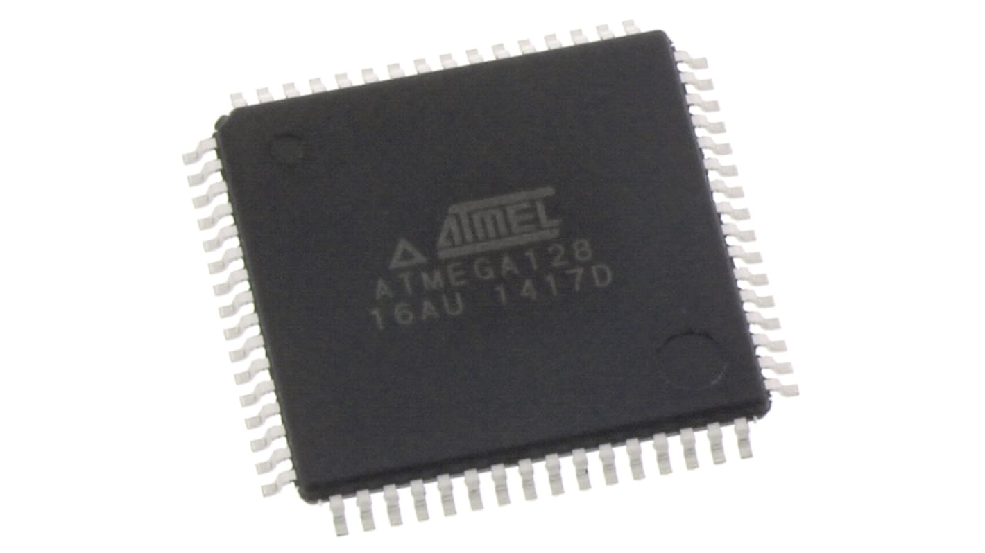 Atmel ATMEGA128-16AU, 8bit AVR Microcontroller, ATmega, 16MHz, 128 kB, 4 kB Flash, 64-Pin TQFP | RS