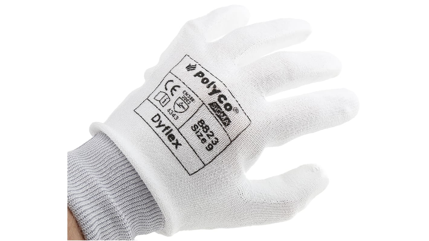 8823 | BM Polyco Dyflex White Dyneema Cut Resistant Work Gloves, Size 9 ...