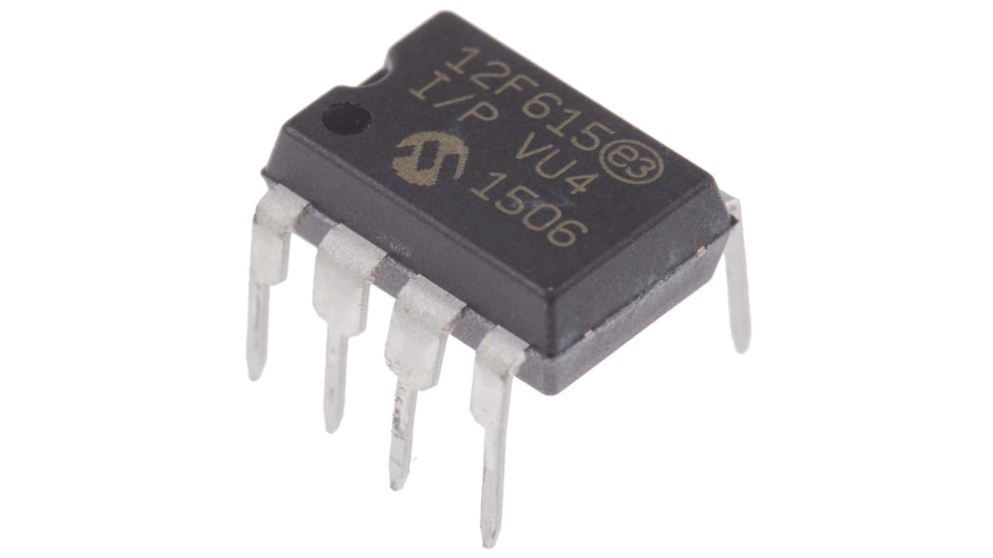 Microchip PIC12F615-I/P, 8bit PIC Microcontroller, PIC12F, 20MHz, 1K Flash, 8-Pin PDIP | RS